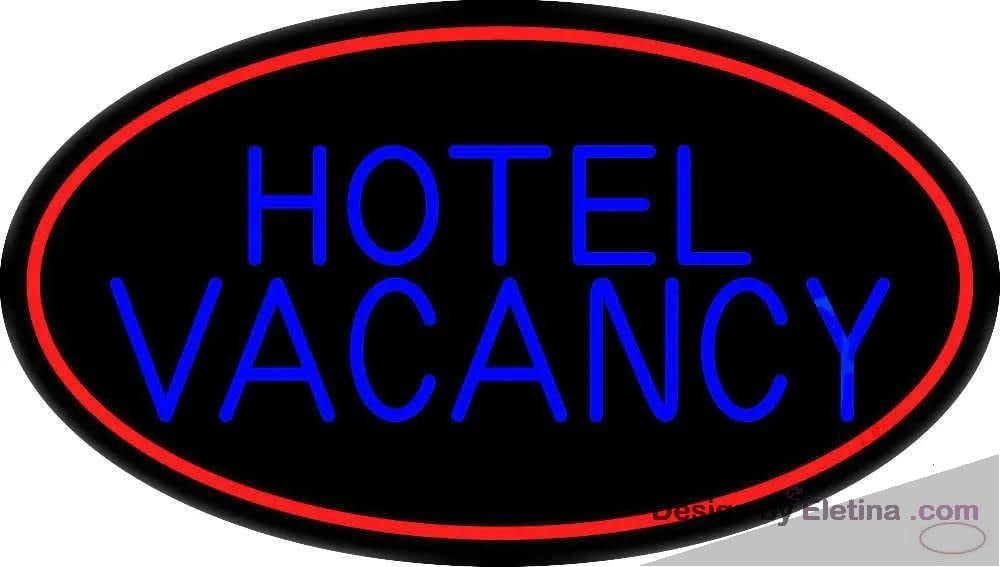 Neon Signs for Wall Decor Hotel Vacancy With Blue Border Handmade Art ...
