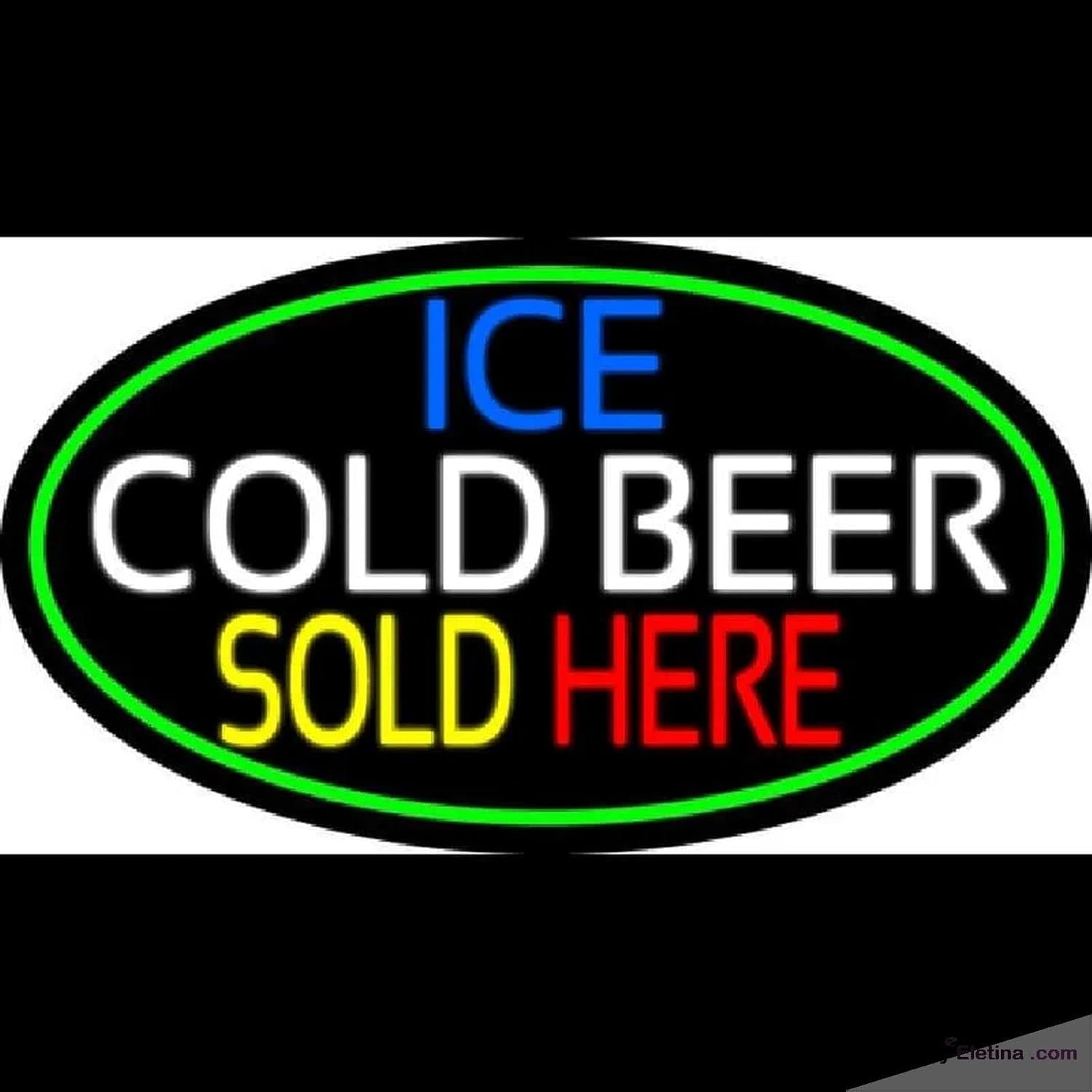 Neon Signs for Wall Decor Ice Cold Beer Sold Here With Green Border ...