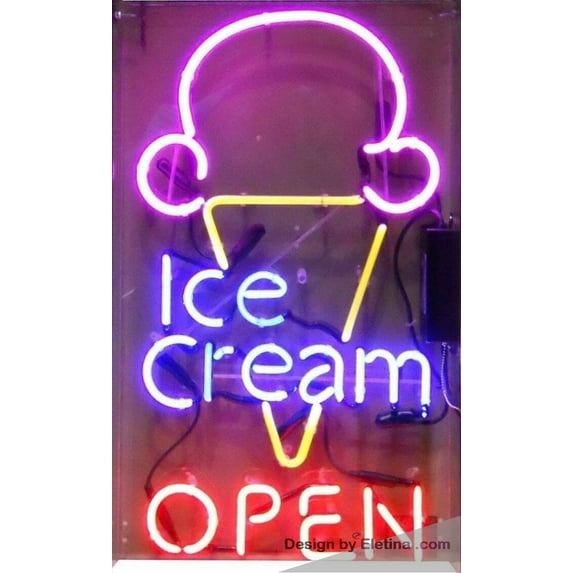 Neon Signs for Wall Decor Ice Cream Open Sign Light With Dimmer Man ...