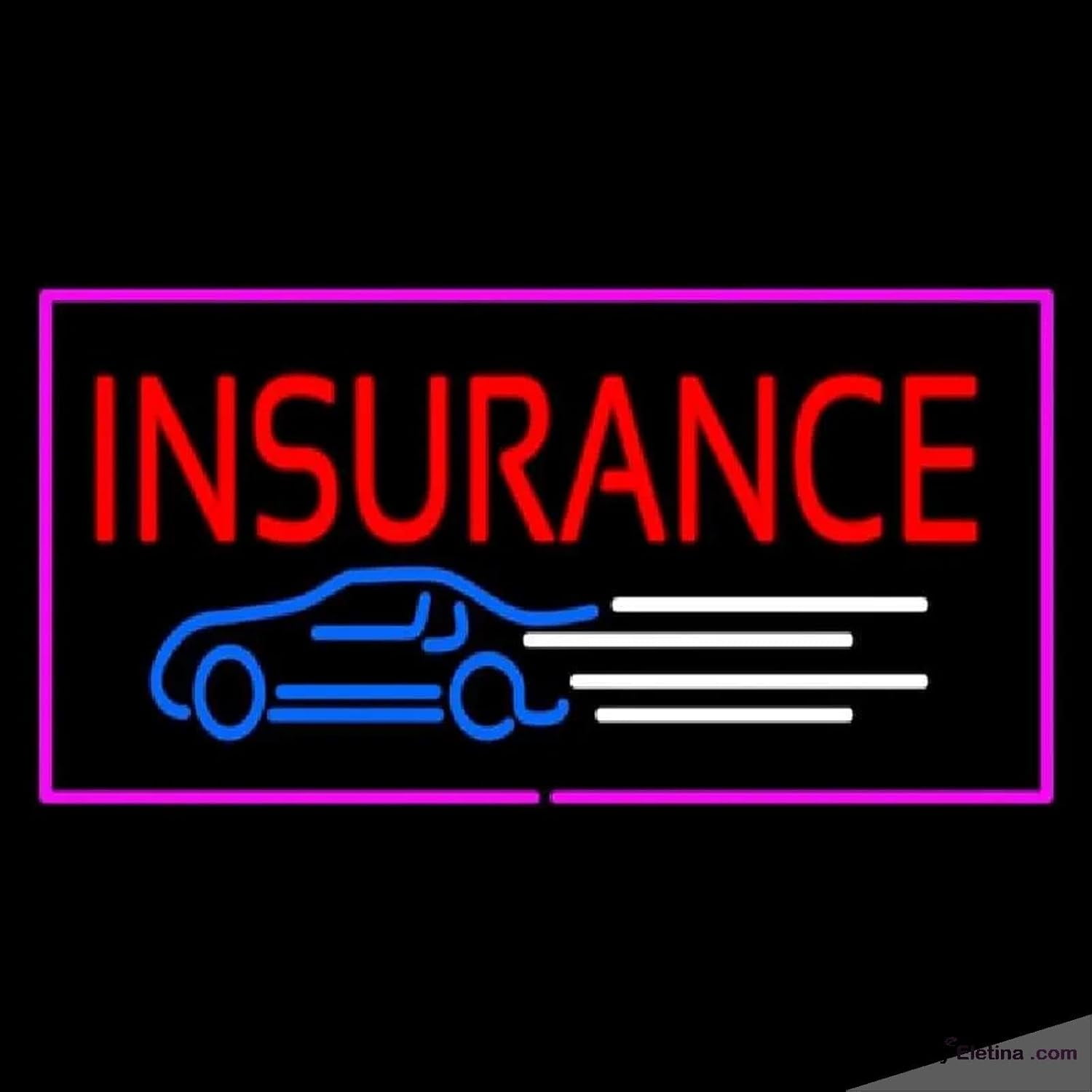 Neon Signs for Wall Decor Insurance Car Logo Pink Border Handmade Art ...