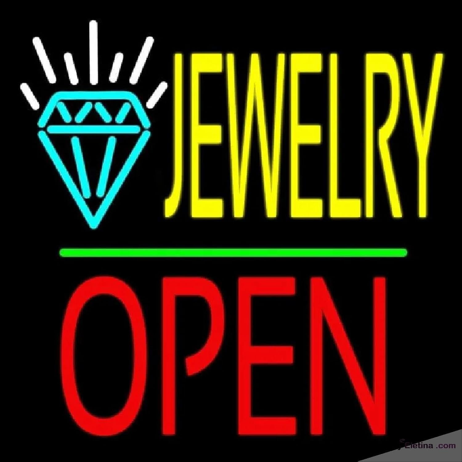 Neon Signs for Wall Decor Jewelry Logo Block Open Green Line Handmade ...