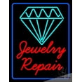 Neon Signs for Wall Decor Jewelry Repair Cursive Blue Border Sign Neon ...