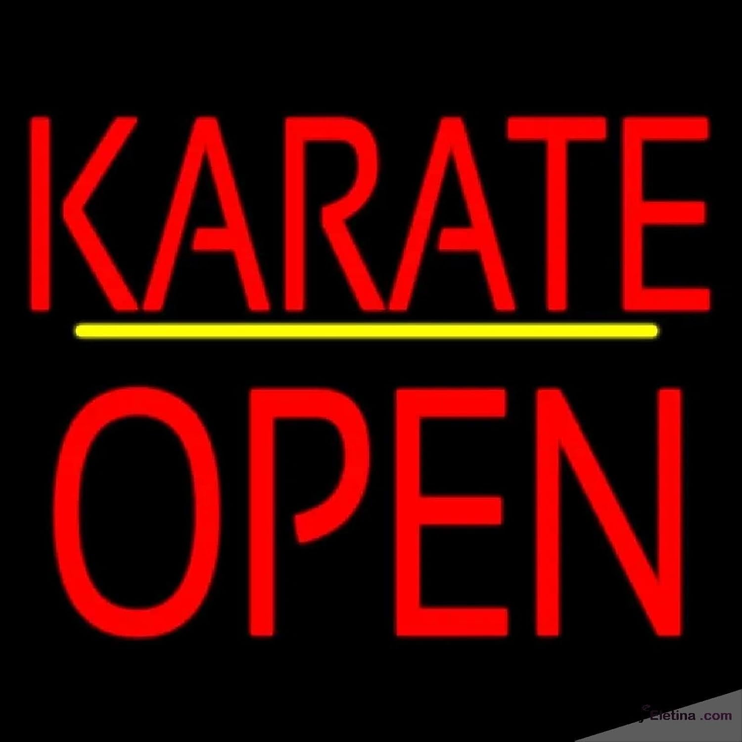 Neon Signs for Wall Decor Karate Block Open Yellow Line Handmade Art ...