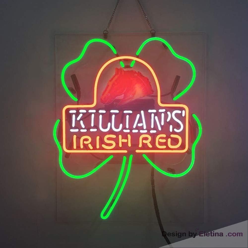 Neon Signs for Wall Decor Killian's Irish Red Shamrock Beer Real Led ...
