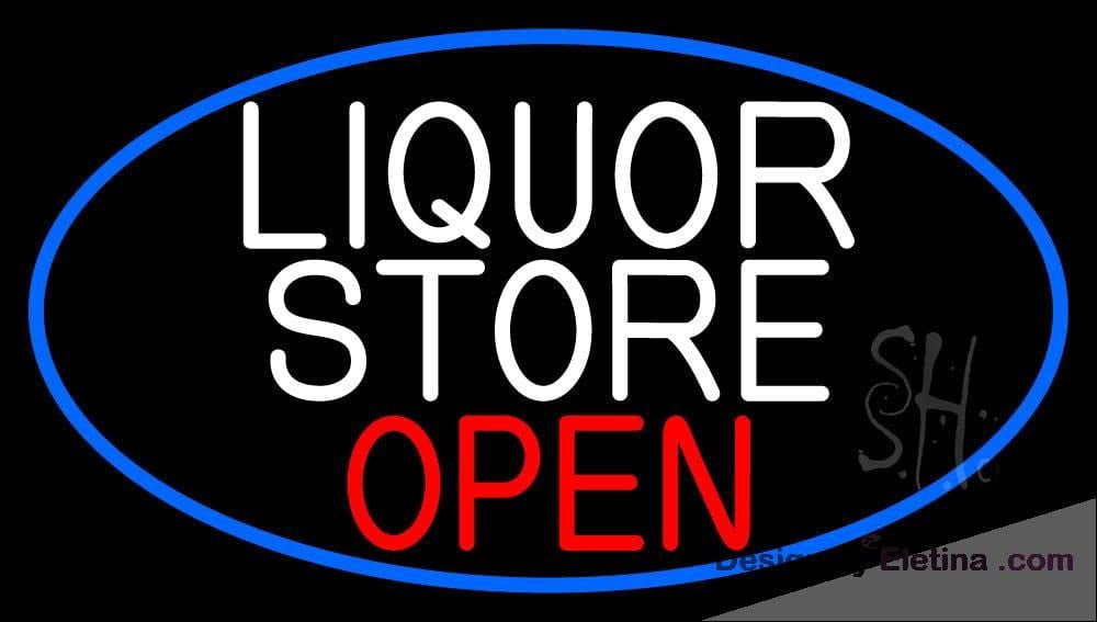 Neon Signs for Wall Decor Liquor Store Open With Blue Border Sign Neon ...