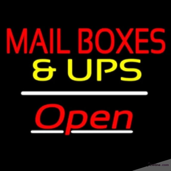 Neon Signs for Wall Decor Mail Boes And Ups Block Open White Line ...