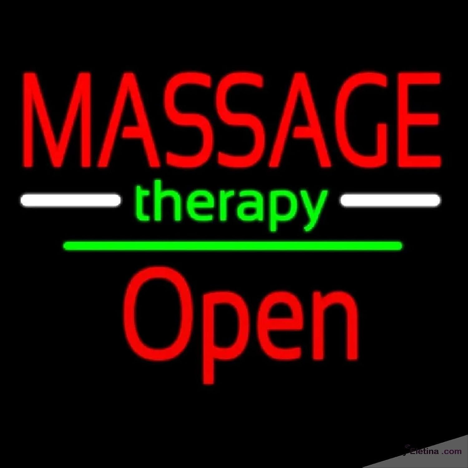 Neon Signs for Wall Decor Massage Therapy Open White Line Handmade Art ...