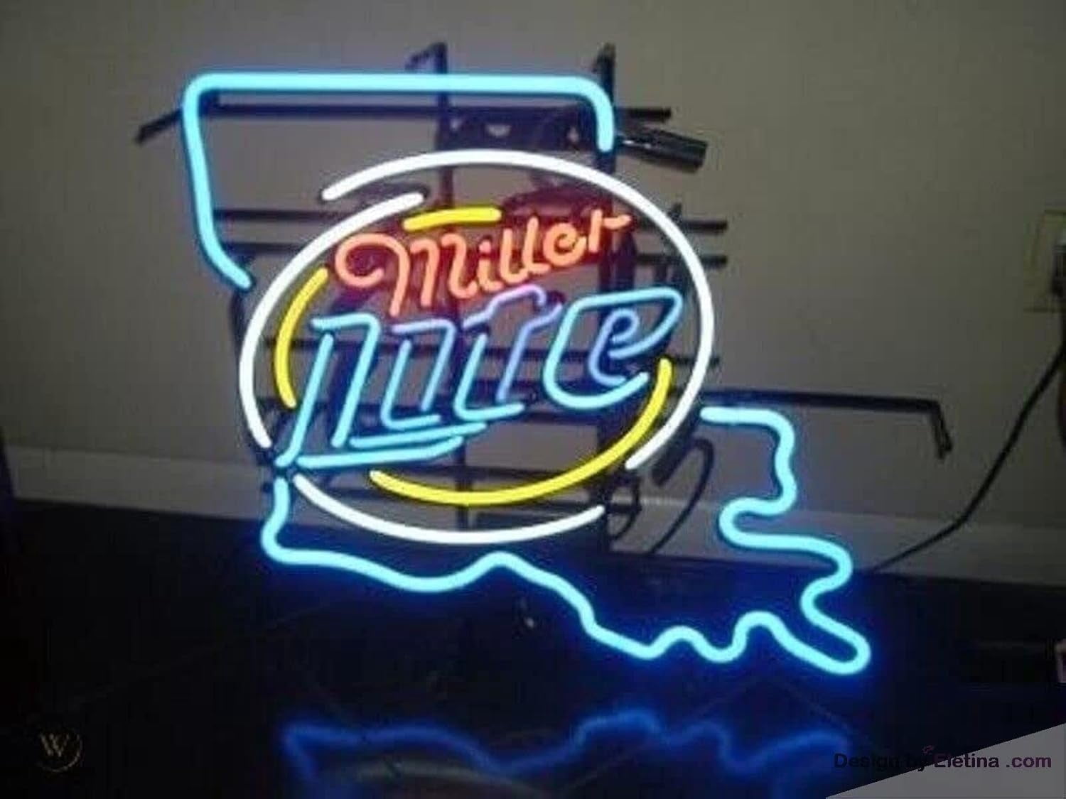 Neon Signs for Wall Decor Millers Lite Louisiana State Sign Light Man ...