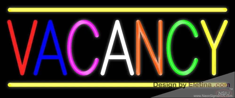 Neon Signs for Wall Decor Multi Colored Vacancy With Yellow Border ...