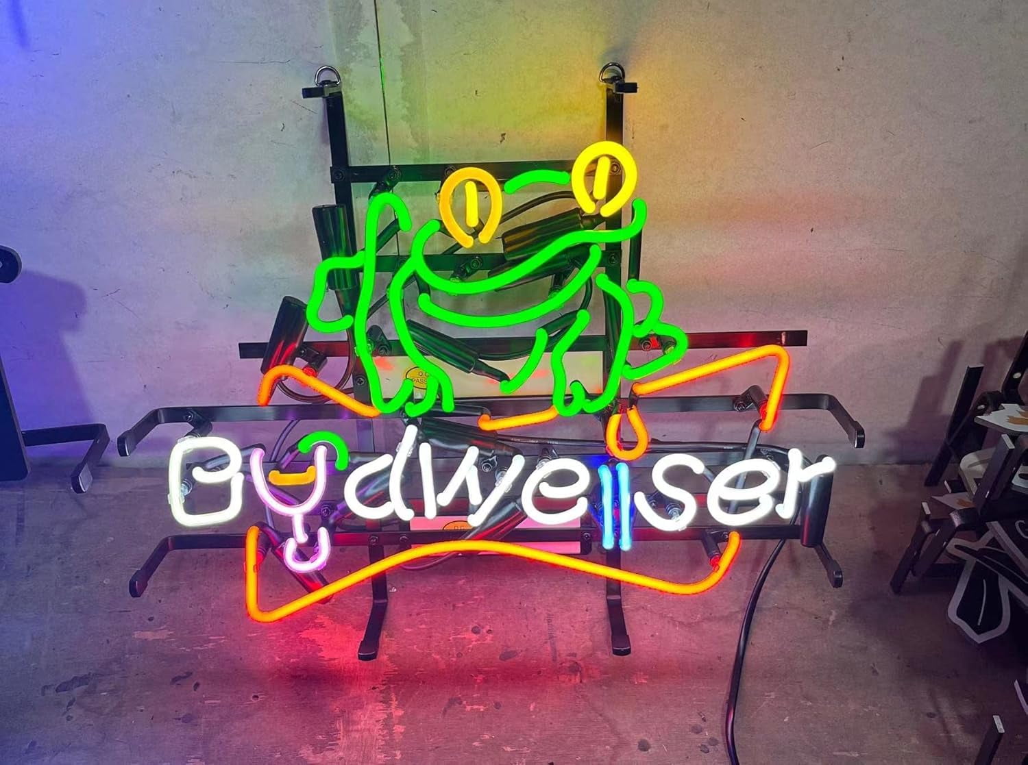 Neon Signs for Wall Decor New Budweisers Frog Beer Sign Man Cave Sports ...