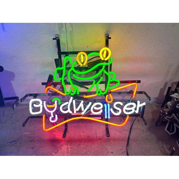 Neon Signs for Wall Decor New Budweisers Frog Beer Sign Man Cave Sports ...