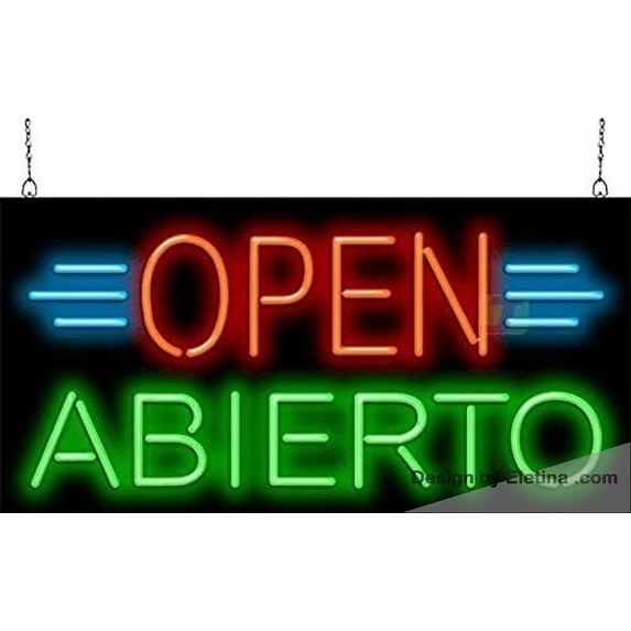 Neon Signs for Wall Decor Open Abierto Sign Neon Led Tubing16x20inch ...