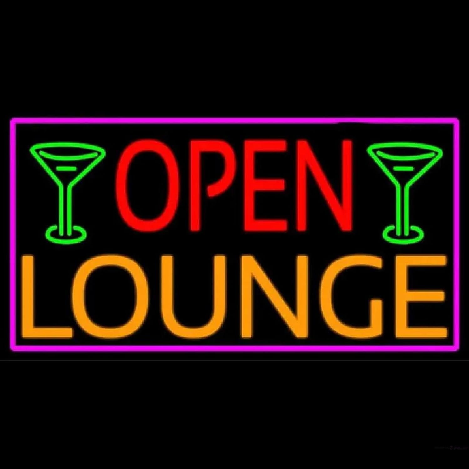 Neon Signs for Wall Decor Open Lounge And Martini Led With Pink Border ...
