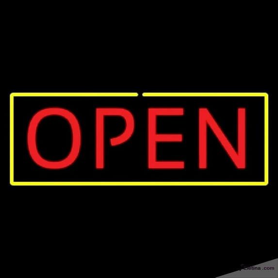 Neon Signs for Wall Decor Open Yellow Border Red Letters Handmade Art ...