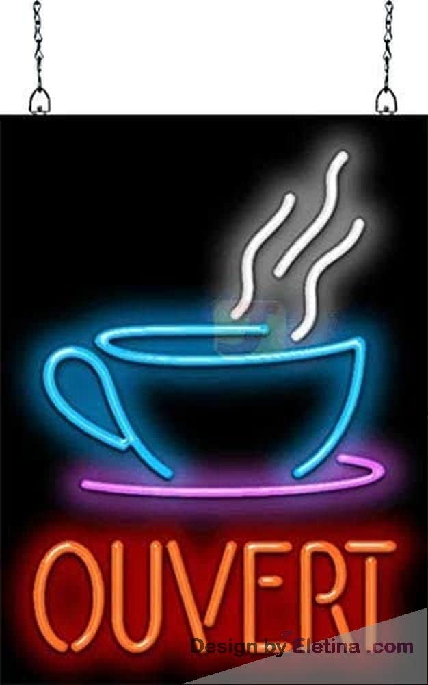 Neon Signs for Wall Decor Ouvert With Coffee Cup Sign Neon Led ...