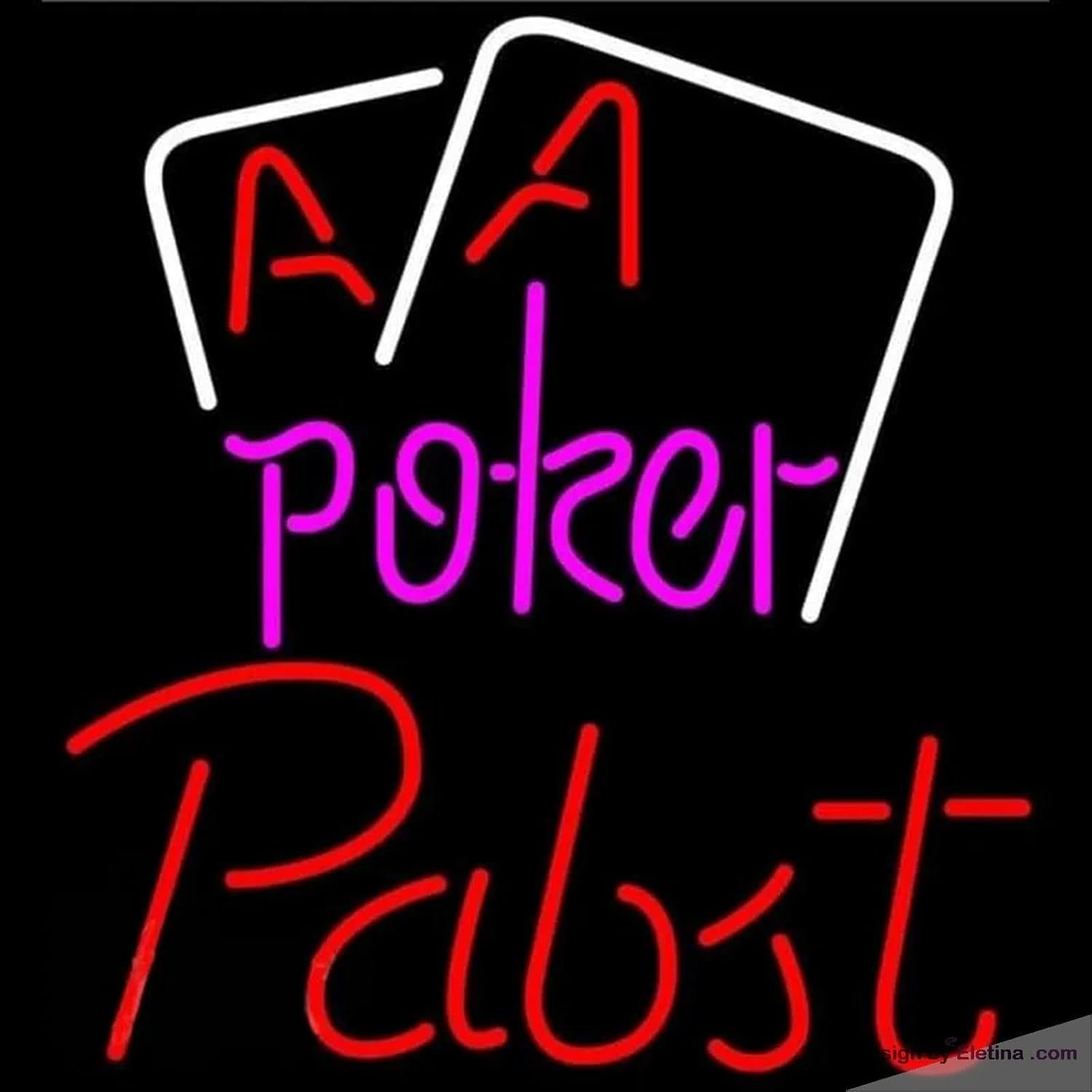 Neon Signs for Wall Decor Pabst Purple Lettering Red Aces White Cards ...