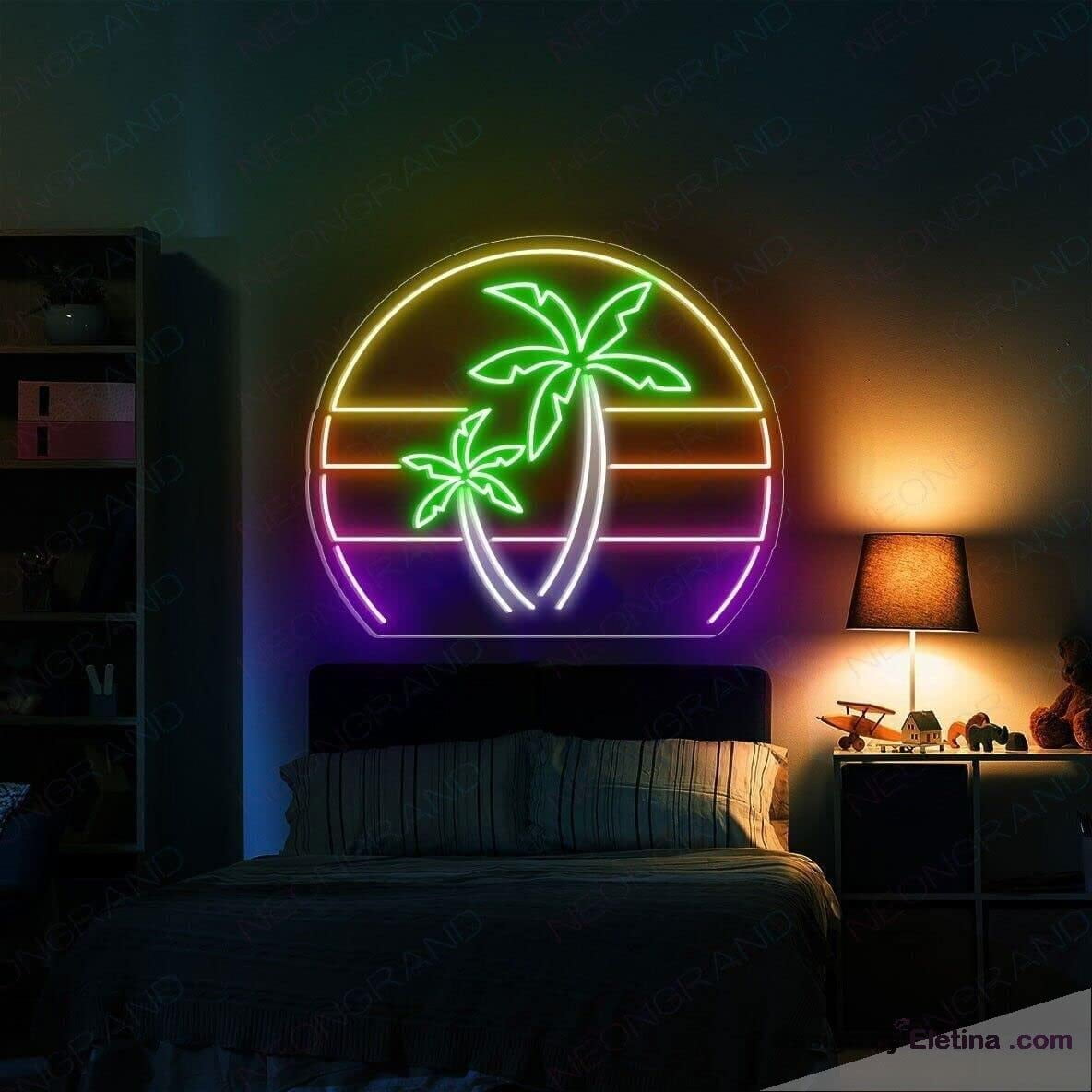 Neon Signs for Wall Decor " Palm Tree Vaporwave Sign Light Lights Party ...