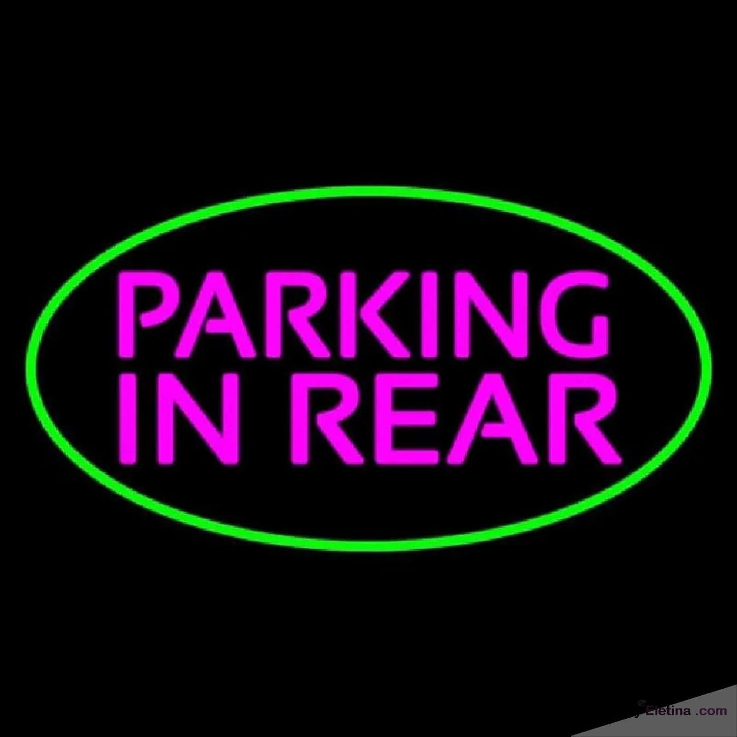 Neon Signs for Wall Decor Parking In Rear Green Oval Handmade Art Sign ...