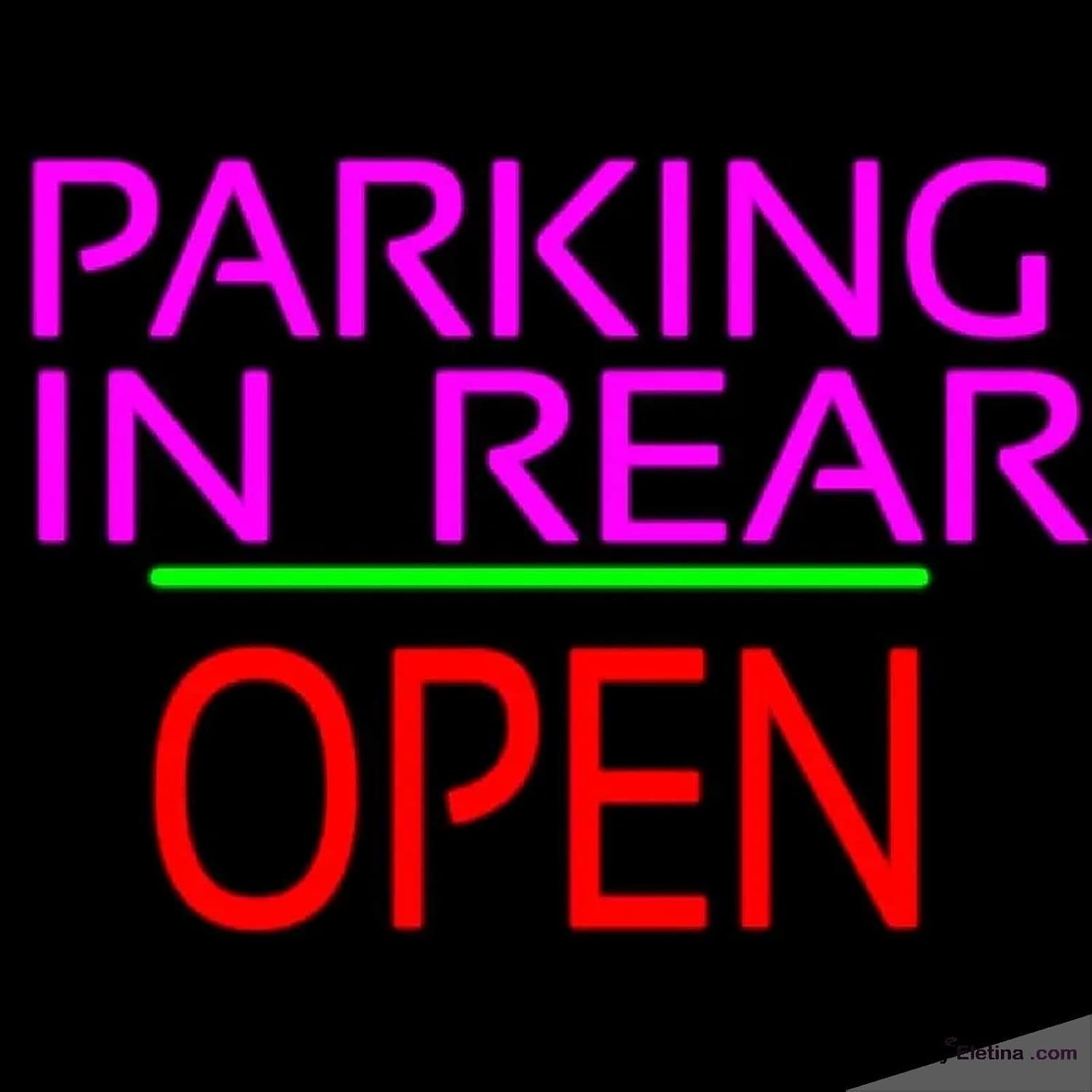 Neon Signs for Wall Decor Parking In Rear Open Block Green Line ...