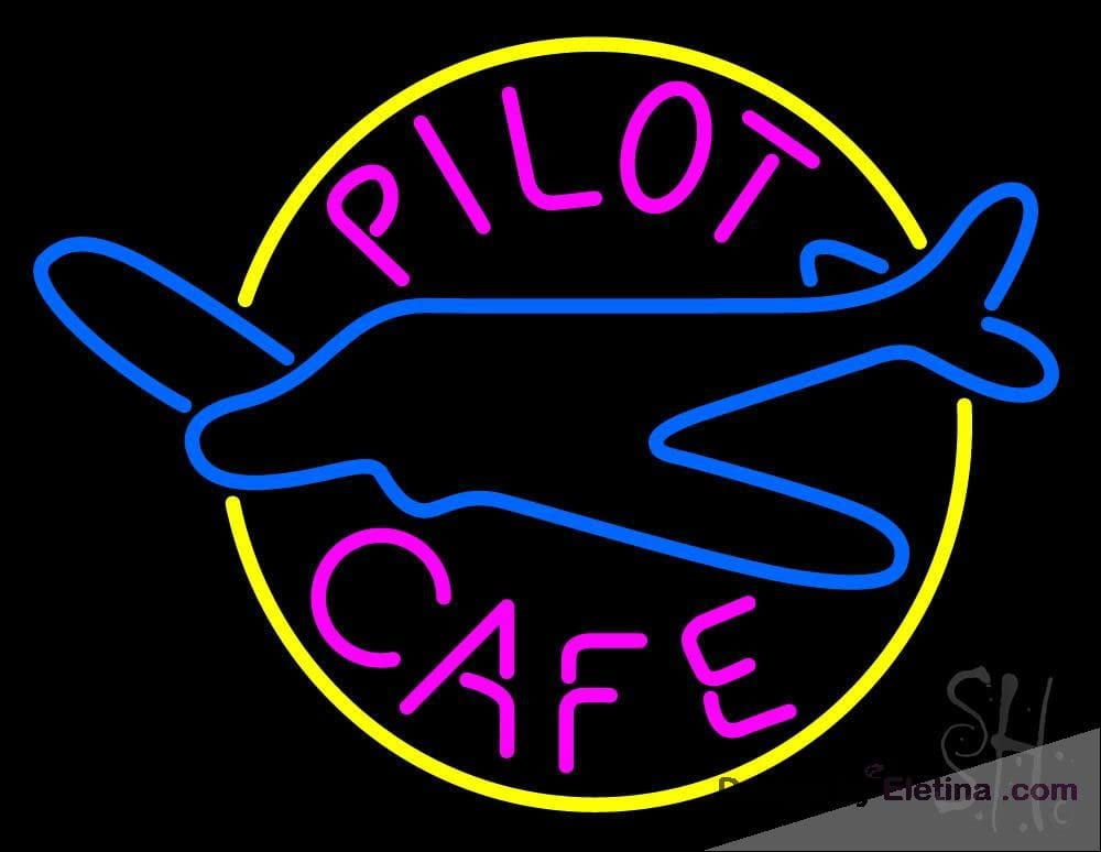 Neon Signs for Wall Decor Pilot Cafe Sign Neon Led Tubing16x20inch ...