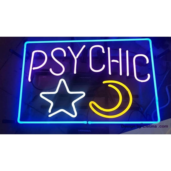 Neon Signs for Wall Decor Psychic Moon Star Sign Light Man Cave Bar Pub ...