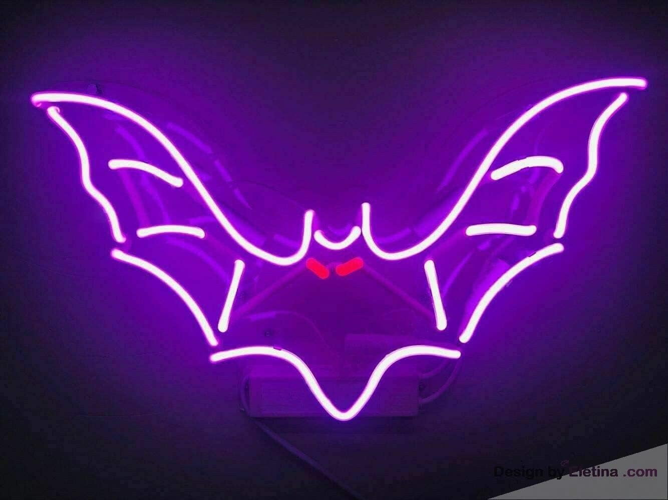 Neon Signs for Wall Decor Purple Bat Sign Acrylic Handmade Man Cave ...
