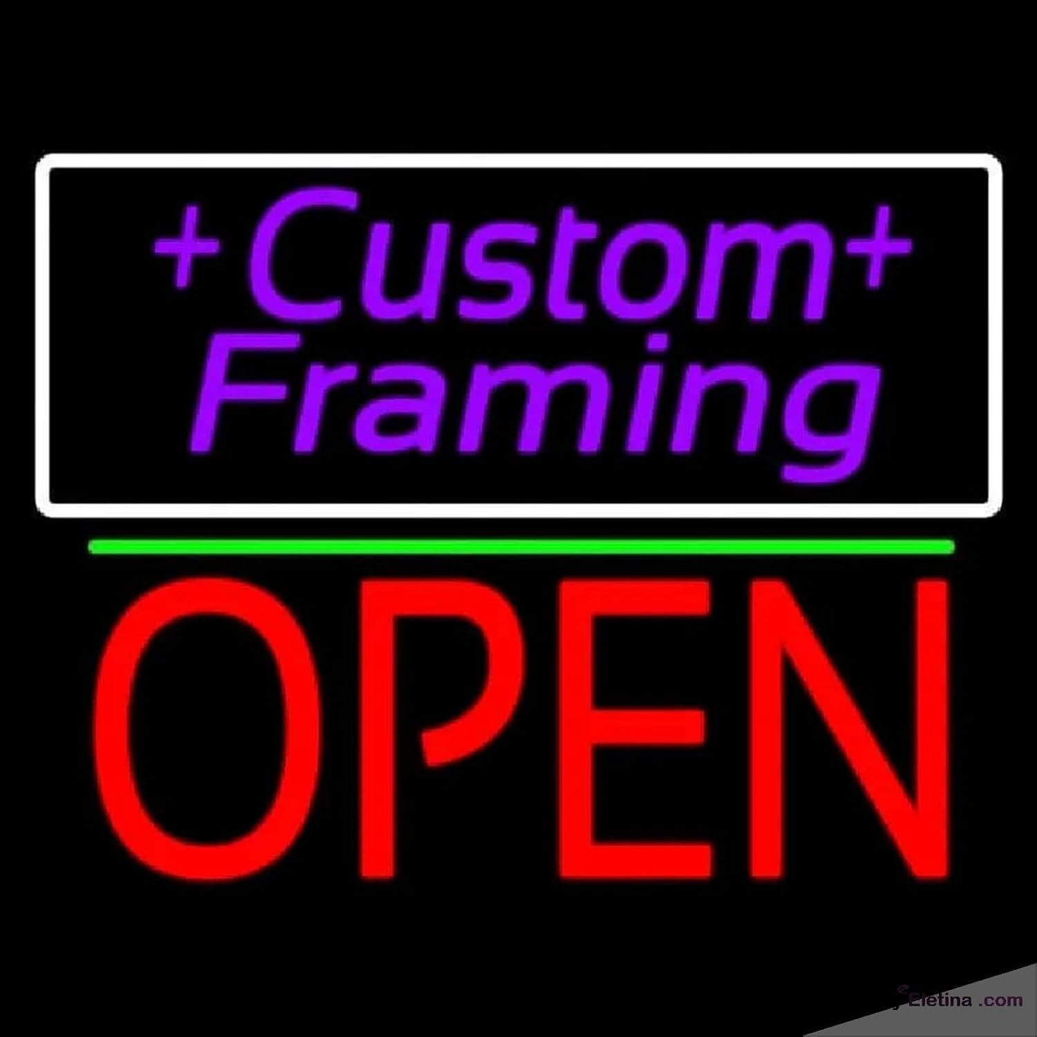 Neon Signs for Wall Decor Purple Custom Framing With Open Handmade Art ...