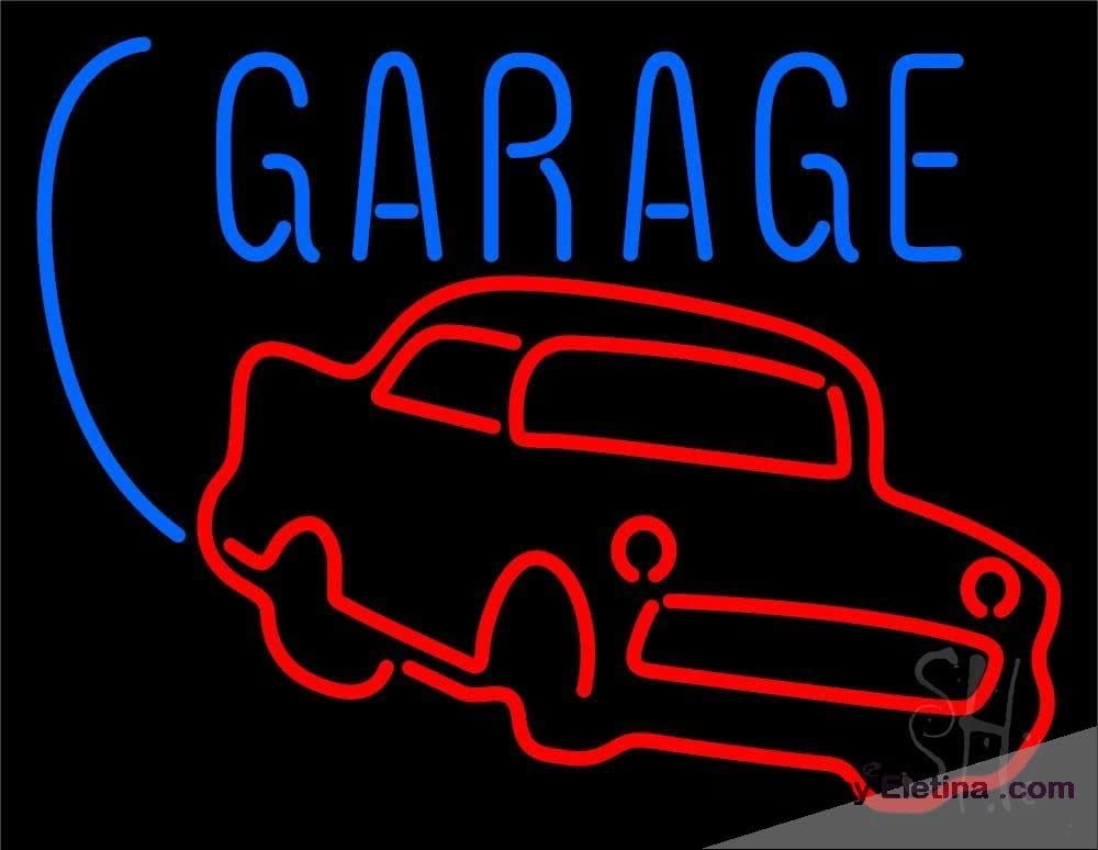 Neon Signs for Wall Decor Red Car Logo White Garage Sign Neon Led ...