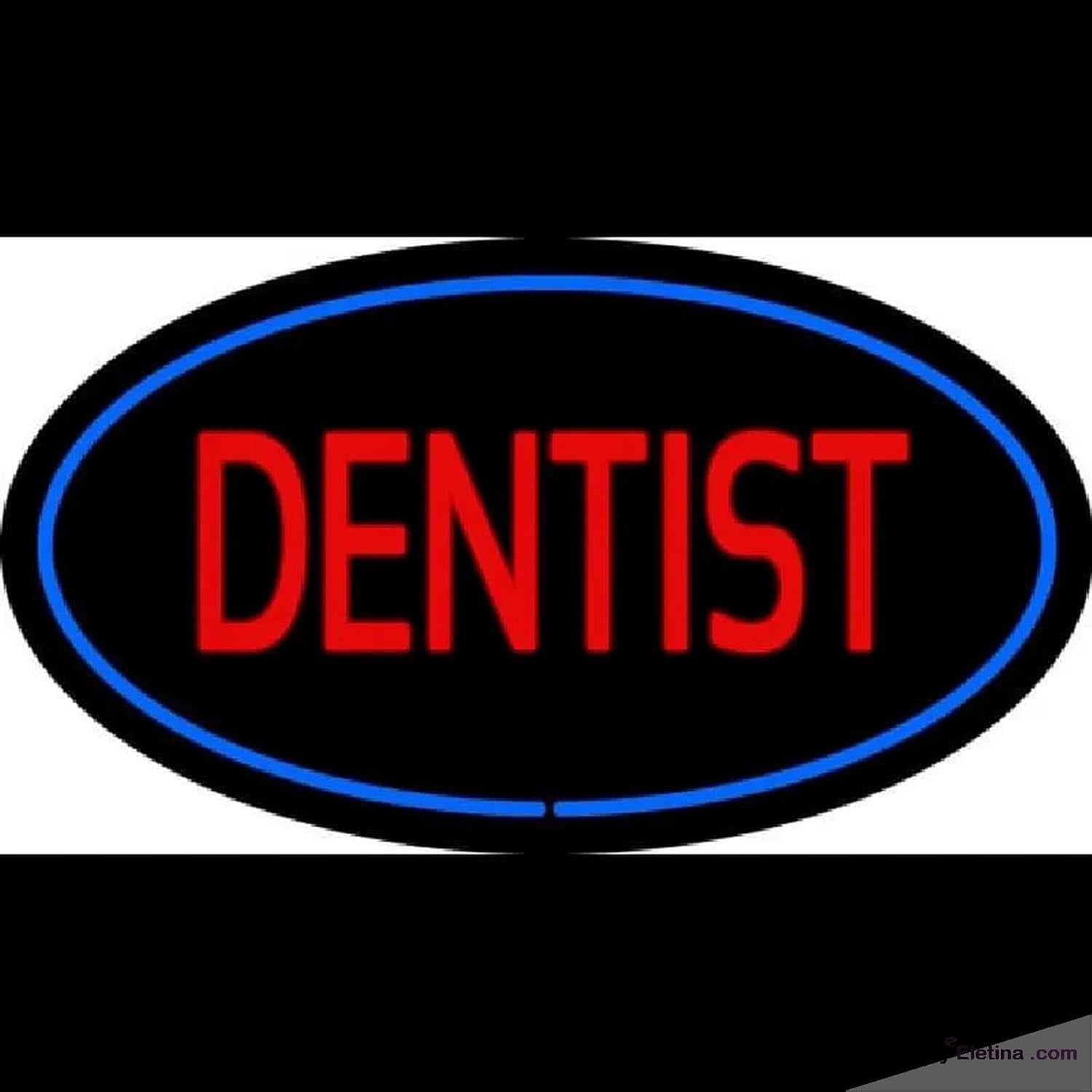 Neon Signs for Wall Decor Red Dentist Oval Blue Border Handmade Art ...