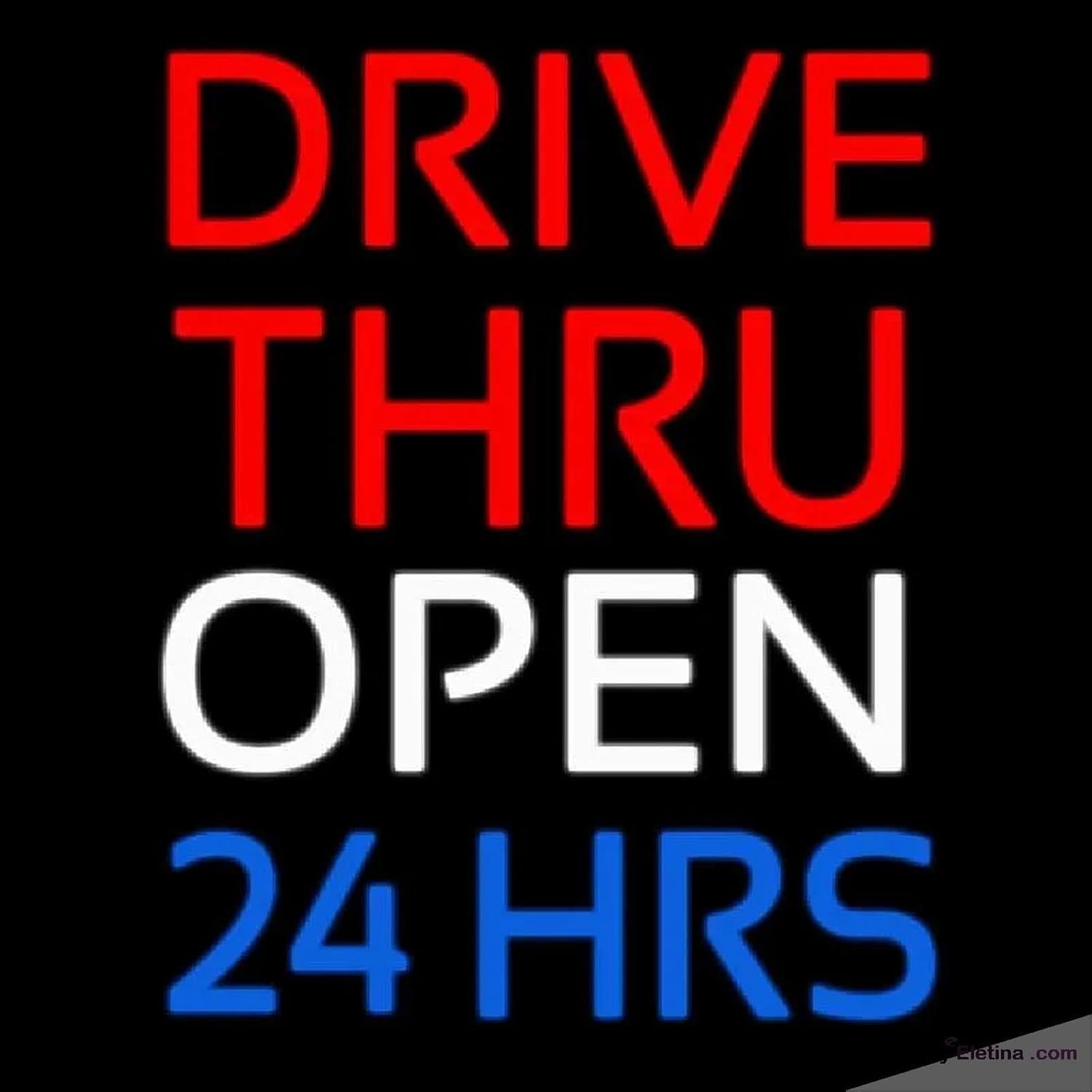 Neon Signs for Wall Decor Red Drive Thru Open Hrs Handmade Art Sign ...
