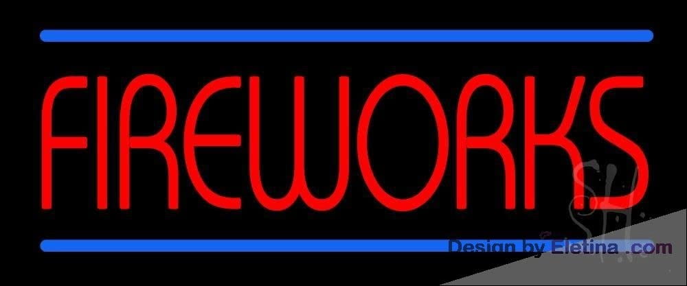 Neon Signs for Wall Decor Red Fireworks Blue Lines Sign Neon Led ...