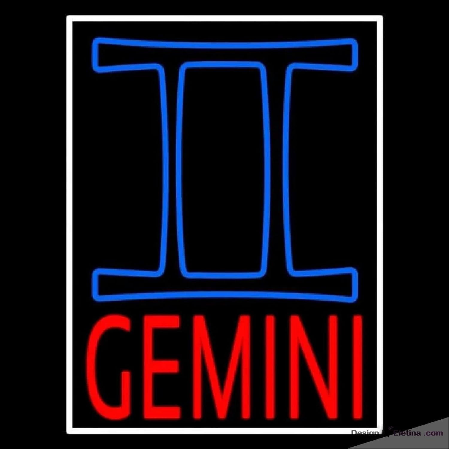 Neon Signs for Wall Decor Red Gemini White Border Handmade Art Sign ...