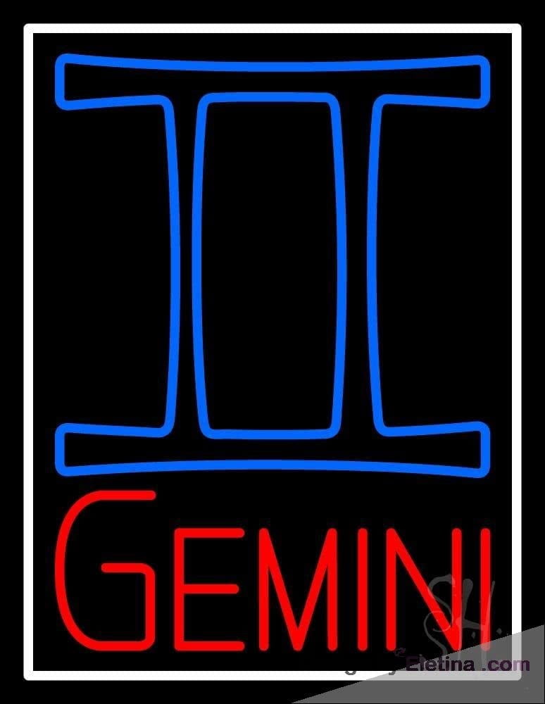 Neon Signs for Wall Decor Red Gemini White Border Sign Neon Led Tubing ...