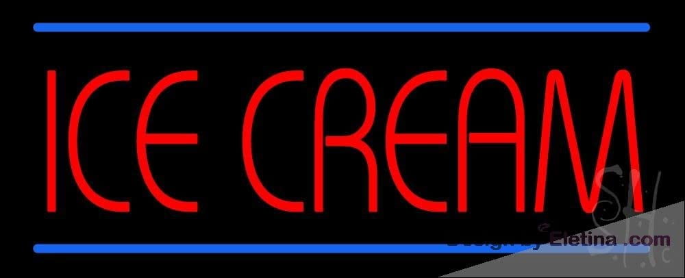 Neon Signs for Wall Decor Red Ice Cream With Blue Lines Sign Neon Led ...