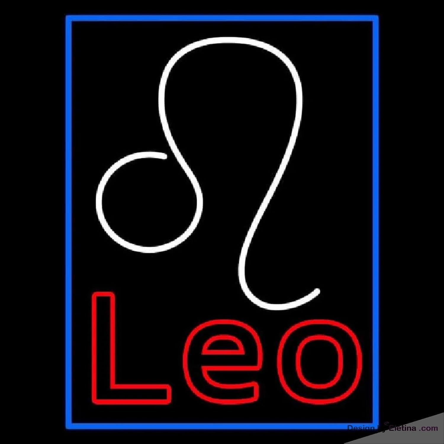 Neon Signs for Wall Decor Red Leo Zodiac Blue Border Handmade Art Sign ...