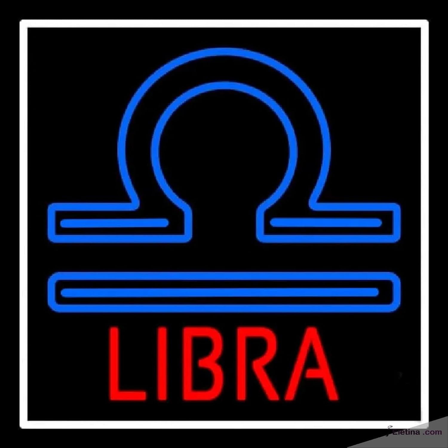 Neon Signs for Wall Decor Red Libra Blue Zodiac White Border Handmade ...