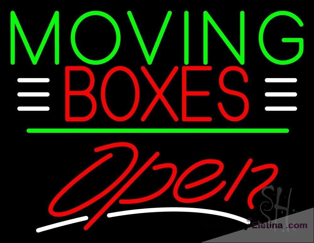 Neon Signs for Wall Decor Red Moving Boxes Block Green Line With Open ...