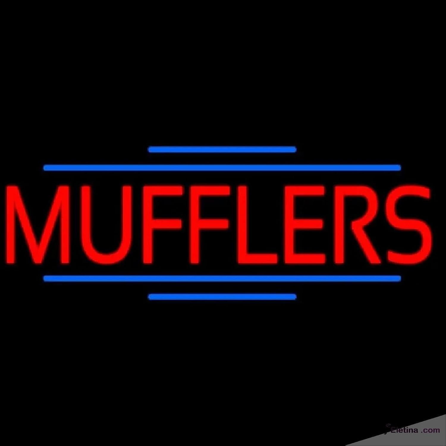 Neon Signs for Wall Decor Red Mufflers Blue Double Lines Handmade Art ...
