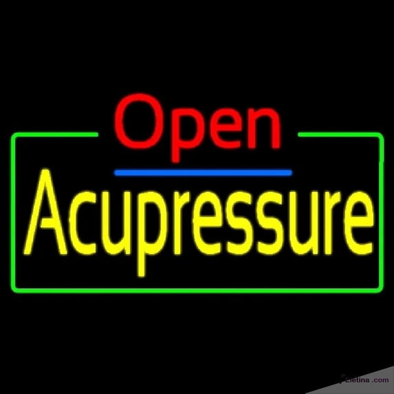 Neon Signs for Wall Decor Red Open Acupressure Green Border Handmade ...