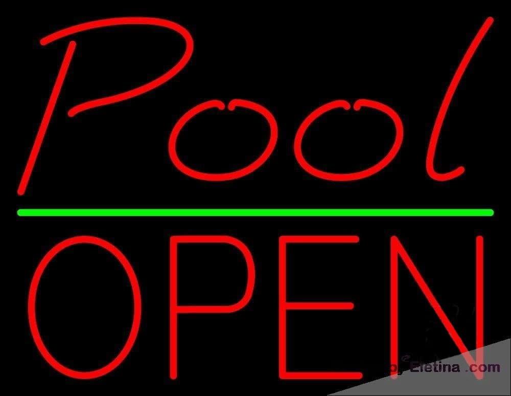 Neon Signs for Wall Decor Red Pool Open Sign Neon Led Tubing16x20inch ...
