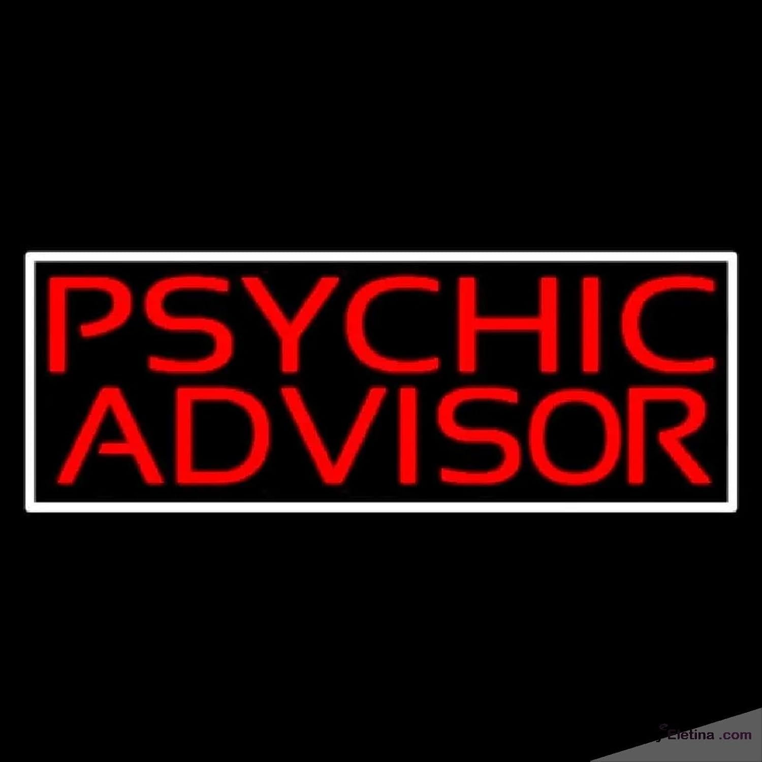 Neon Signs for Wall Decor Red Psychic Advisor White Border Handmade Art ...