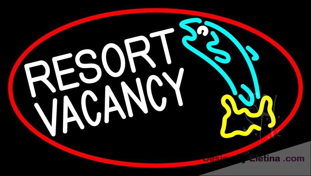 Neon Signs for Wall Decor Resort Vacancy With Fish With Red Border Sign ...