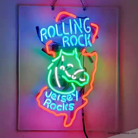 Neon Signs for Wall Decor Rolling Rock Handmade Real Tubes Sign Bar Pub ...