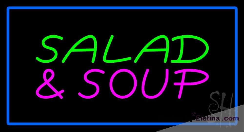 Neon Signs for Wall Decor Salad And Soup Blue Border Sign Neon Led ...