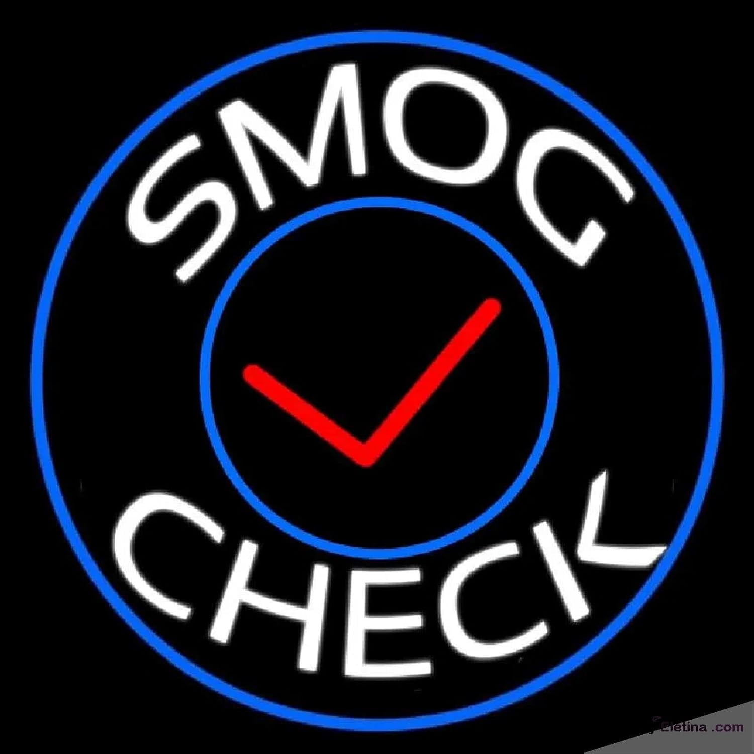 Neon Signs for Wall Decor Smog Check Blue Round Handmade Art Sign Neon ...