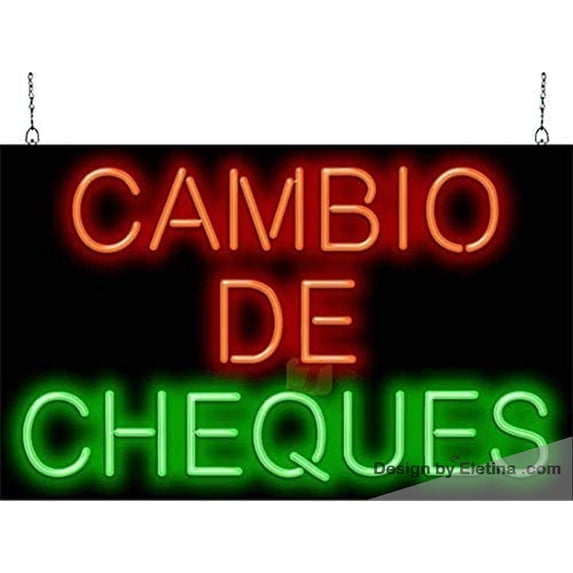 Neon Signs for Wall Decor Spanish"check Cashing" (cambio De Cheques ...
