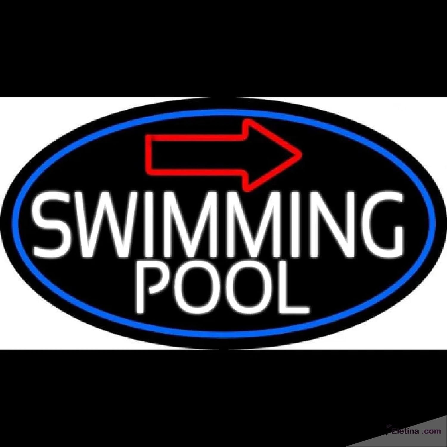 Neon Signs for Wall Decor Swimming Pool With Arrow With Blue Border ...