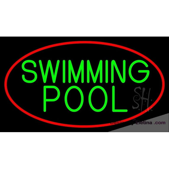 Neon Signs for Wall Decor Swimming Pool With Red Border Sign Neon Led ...
