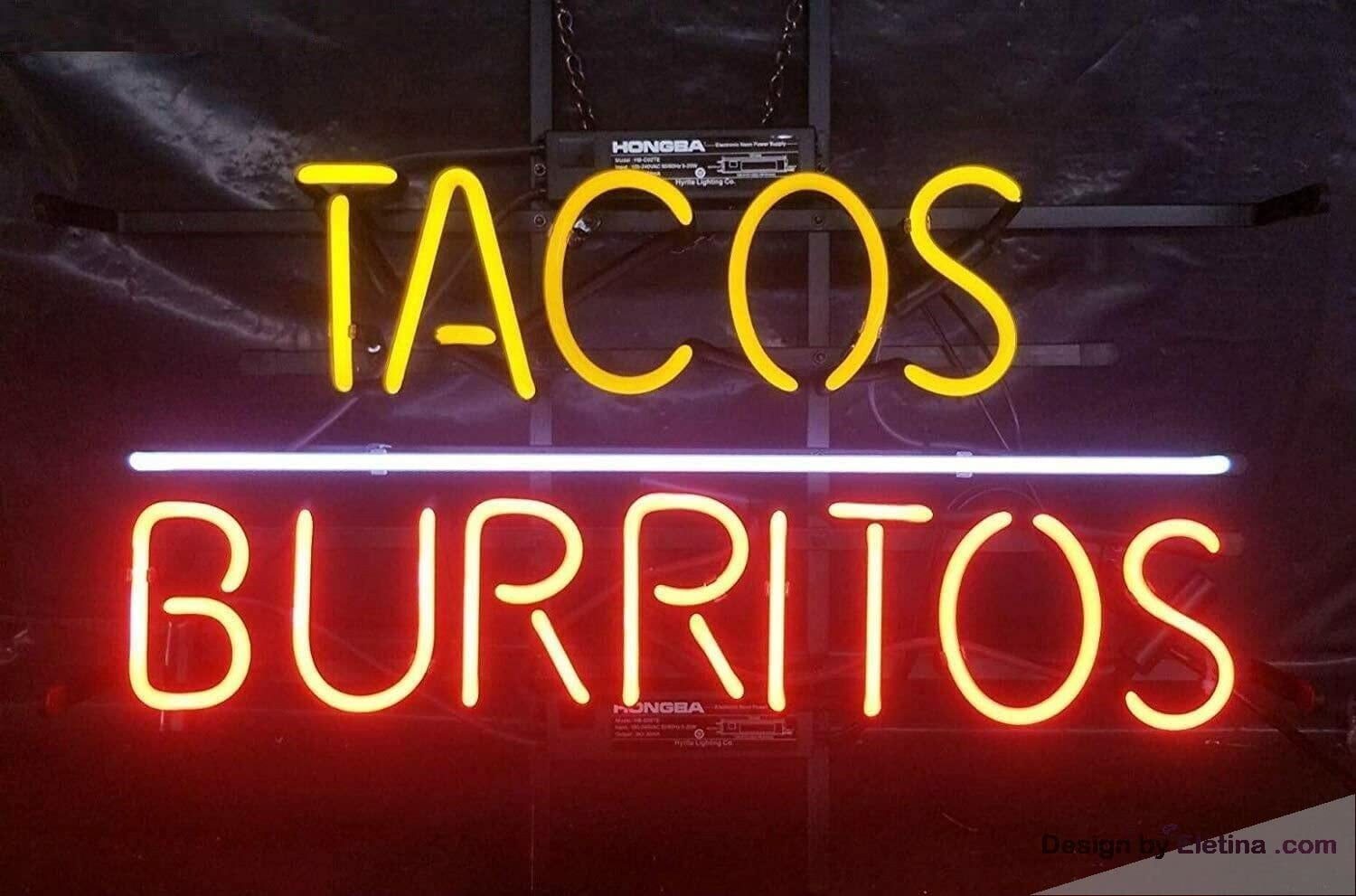 Neon Signs for Wall Decor " Tacos Burritos Sign Light Man Cave Bar Pub ...