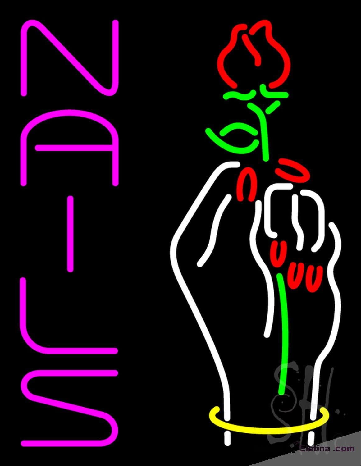 Neon Signs for Wall Decor Vertical Pink Nails With Hand And Flower Logo ...